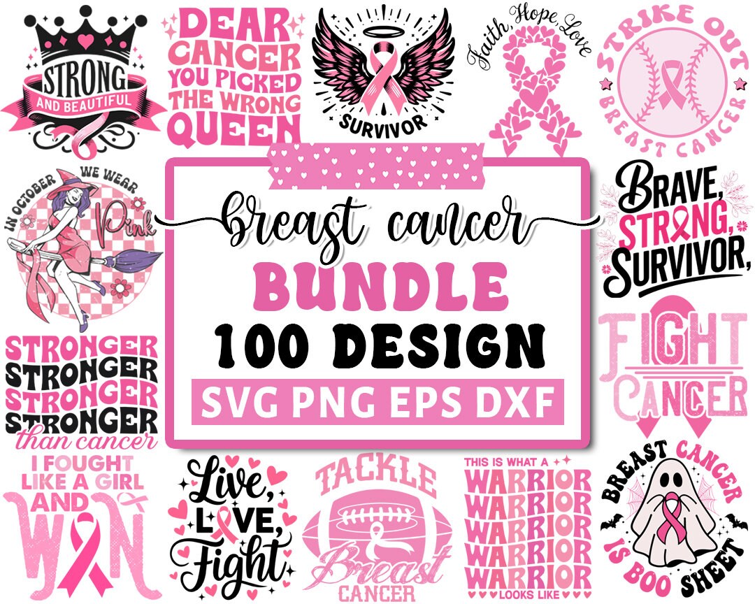 Breast Cancer Awareness SVG Bundle, Cancer Awareness Svg, Fight Cancer ...
