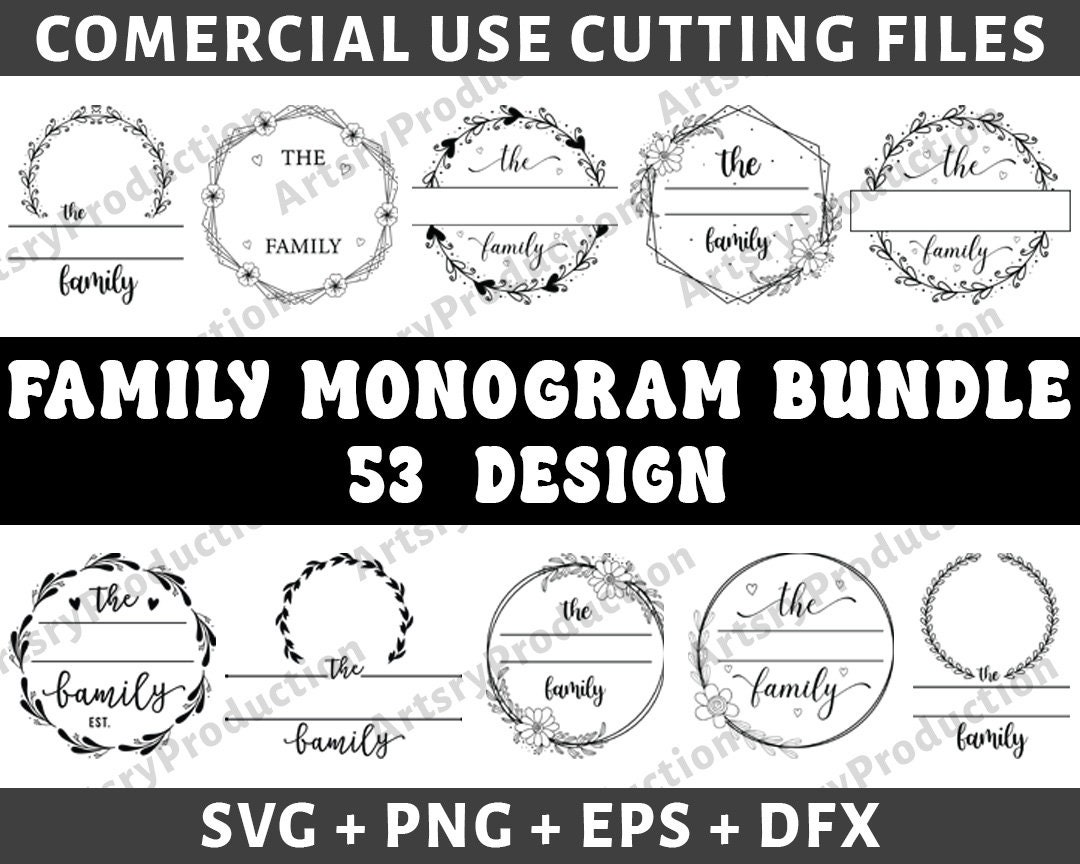 Family Monogram Svg Bundle, Monogram Svg Bundle, Last Name Family Name ...