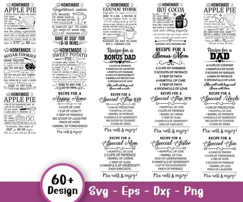 Family Recipe Svg Bundle, Funny Kitchen Svg, Cutting Board Quotes Svg ...