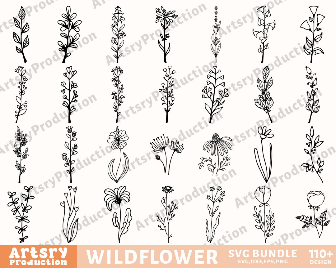 Wildflower Svg Bundle, Flower Svg Png Bundle, Floral Svg, Stay Wild Svg ...
