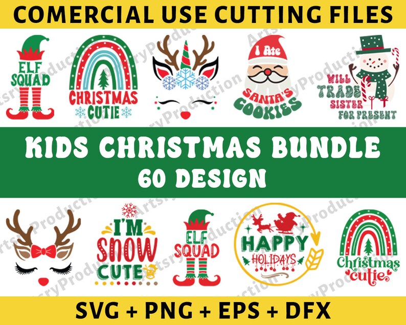 Kids Christmas Svg Bundle, Funny Christmas Svg, Christmas Shirt Svg ...