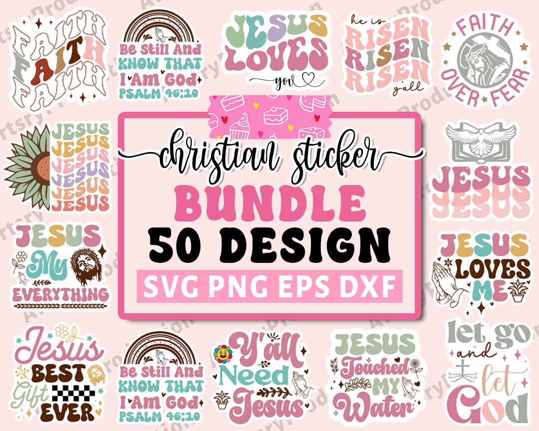 Retro Christian Sticker Svg Bundle, Religious Svg, Scripture Svg, Bible ...