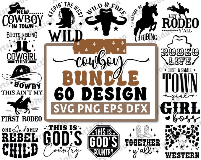 Cowboy Western Bundle, Western SVG Bundle, Cowgirl Svg Bundle, Farm ...