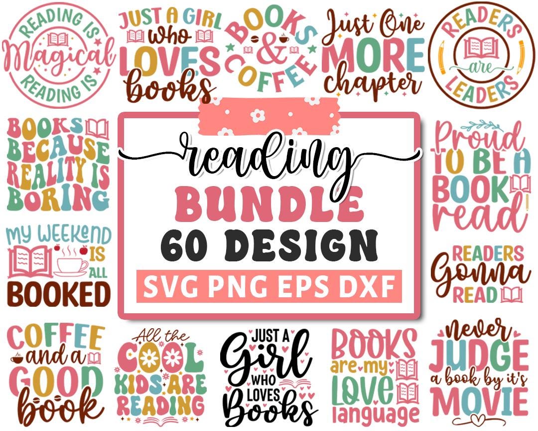 Reading Svg Bundle, Love to Read Svg, Retro Book Lovers Svg, Book Svg ...