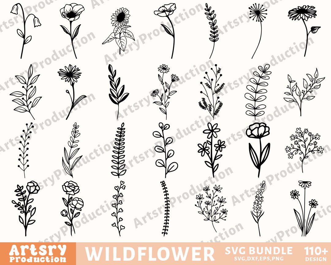 Wildflower Svg Bundle, Flower Svg Png Bundle, Floral Svg, Stay Wild Svg ...