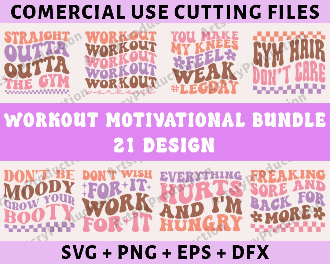 Fitness Retro Svg Bundle, Gym Svg Bundle, Workout Svg, Workout Shirt ...
