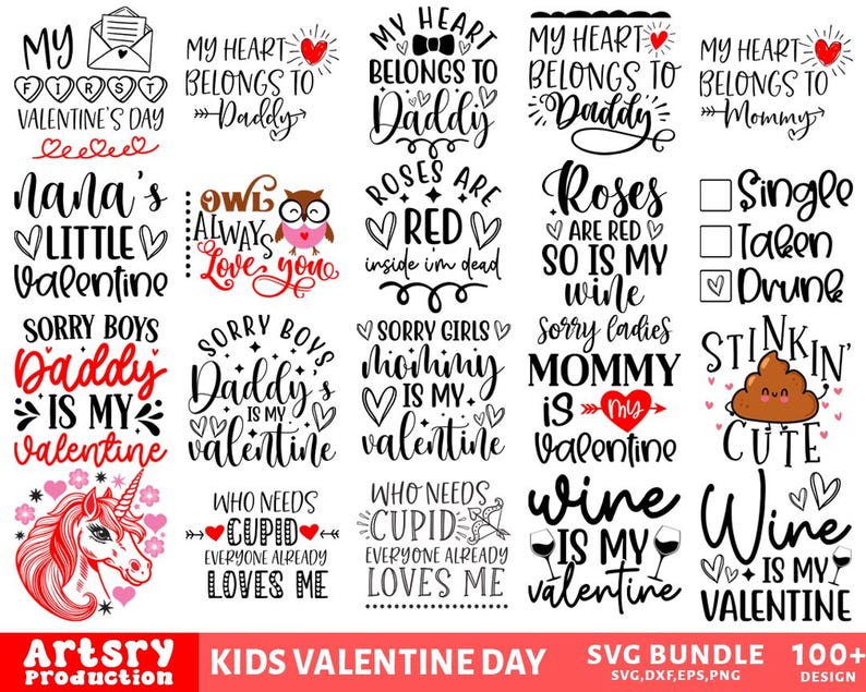 Kids Valentines Day Svg Bundle, Valentines Day Svg, Kids Valentine Svg ...