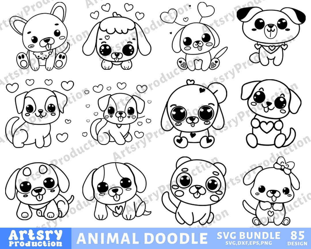 Animal Doodle Svg Bundle, Animal Svg, Pet Svg, Cute Animal Svg, Dog Svg ...