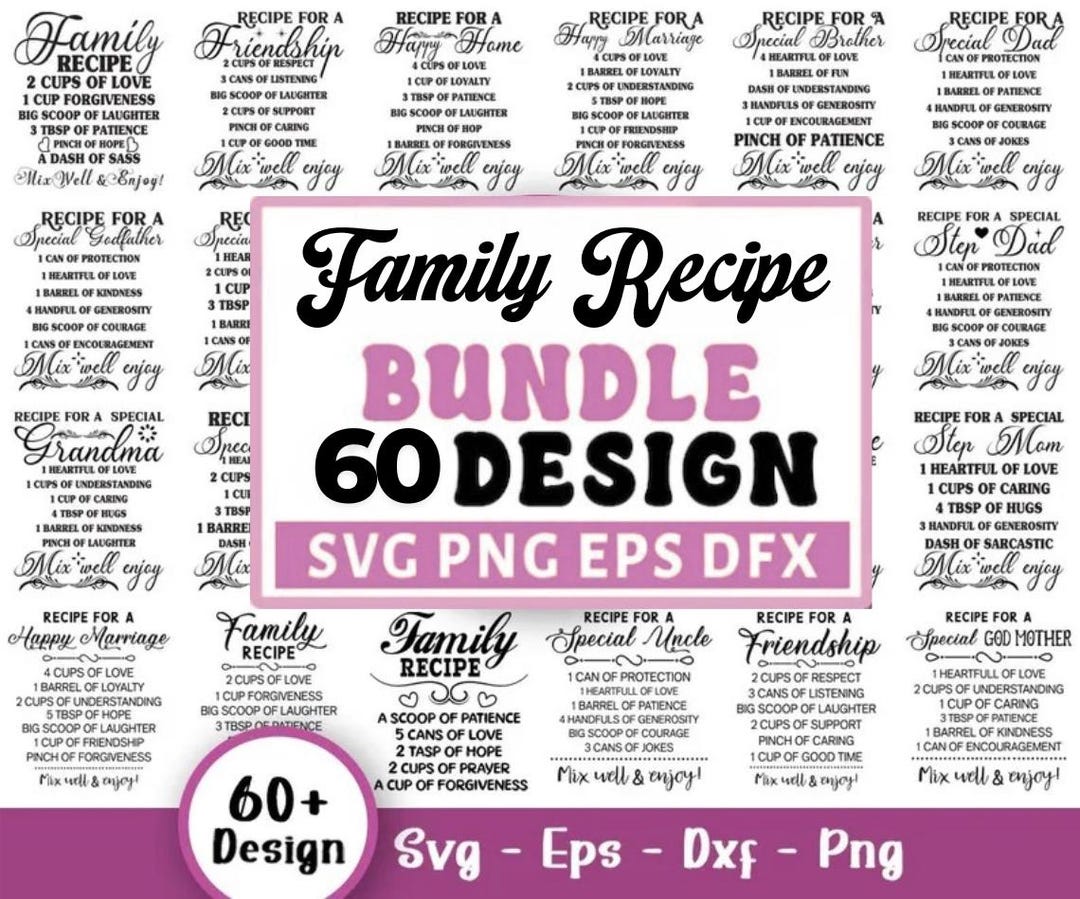 Family Recipe Svg Bundle, Funny Kitchen Svg, Cutting Board Quotes Svg ...