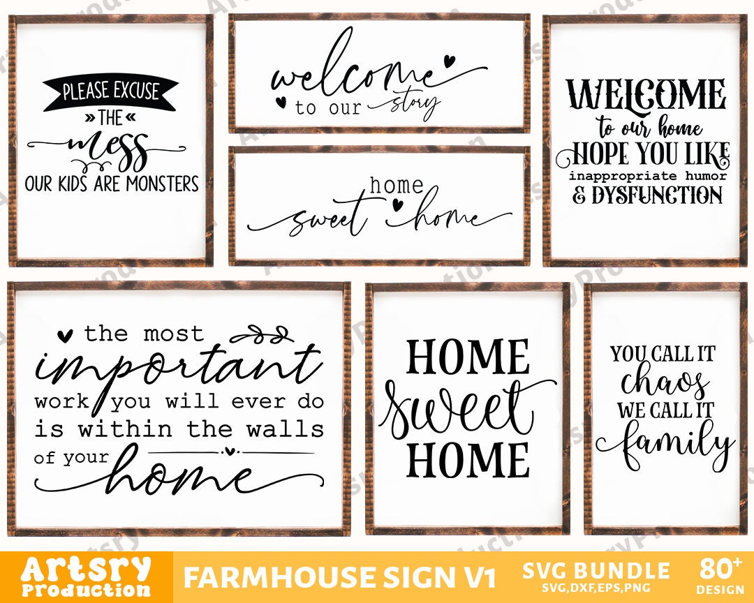 Farmhouse Sign Svg Bundle, Family Quotes Svg, Family Sign, Home Decor ...