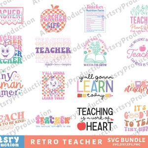 Retro Teacher Svg Bundle, Teacher Appreciation Svg, Teacher Quotes Svg ...