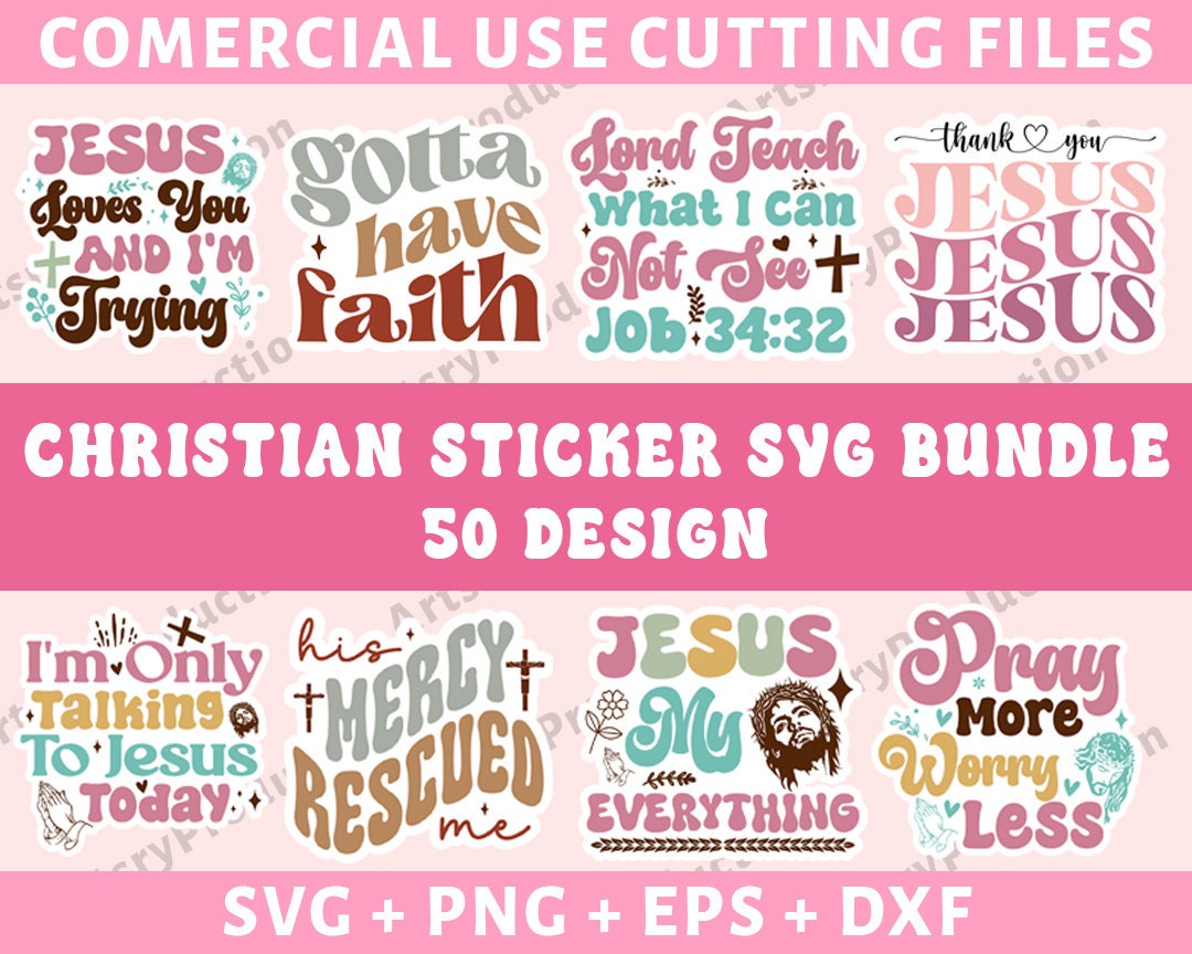 Retro Christian Sticker Svg Bundle, Religious Svg, Scripture Svg, Bible ...