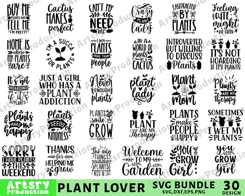 Plant Lover SVG Bundle Plant Quotes Svg Houseplant Svg - Etsy