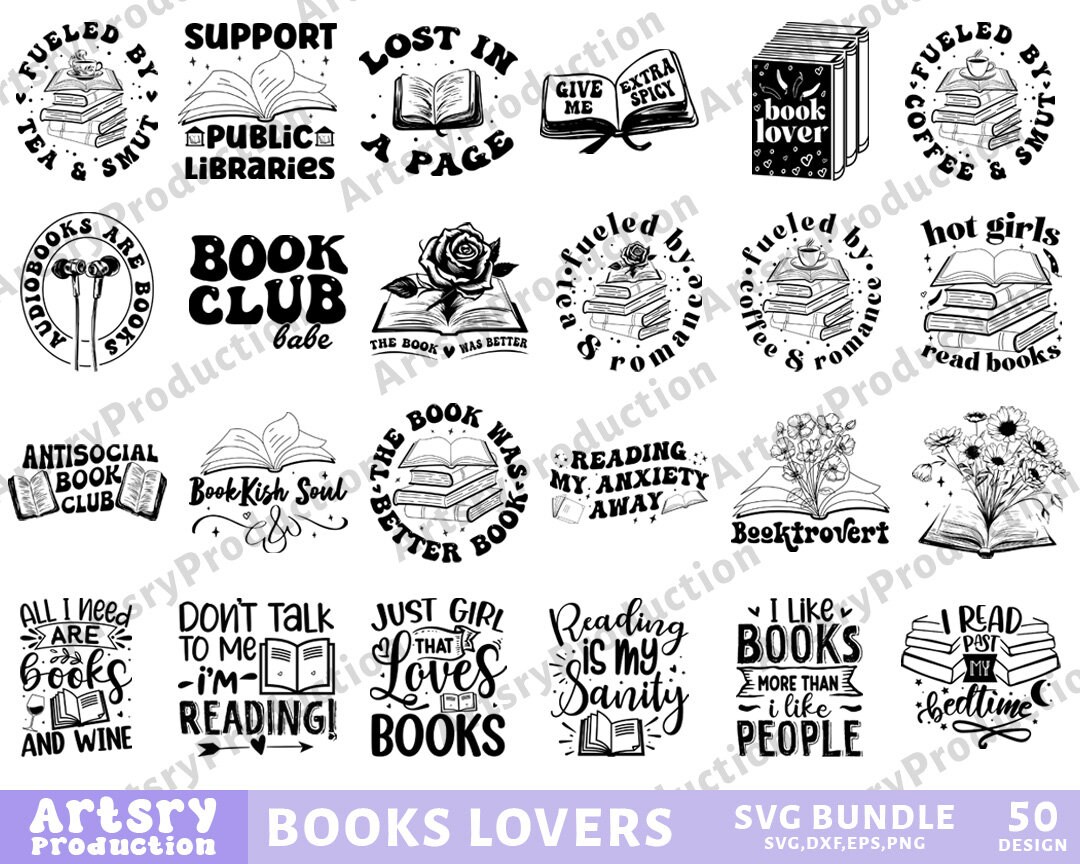 Book Lover Svg Bundle, Love to Read Svg, Reading SVG Bundle, Book Svg ...