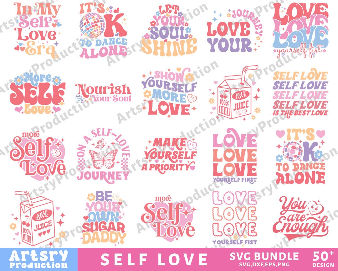 Self Love Svg Bundle, Inspirational Svg, Positive Affirmations Svg ...