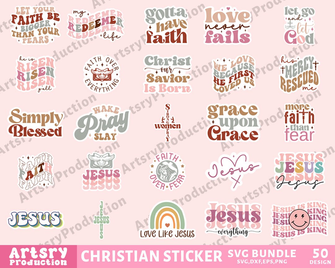 Retro Christian Sticker Svg Bundle, Religious Svg, Scripture Svg, Bible ...