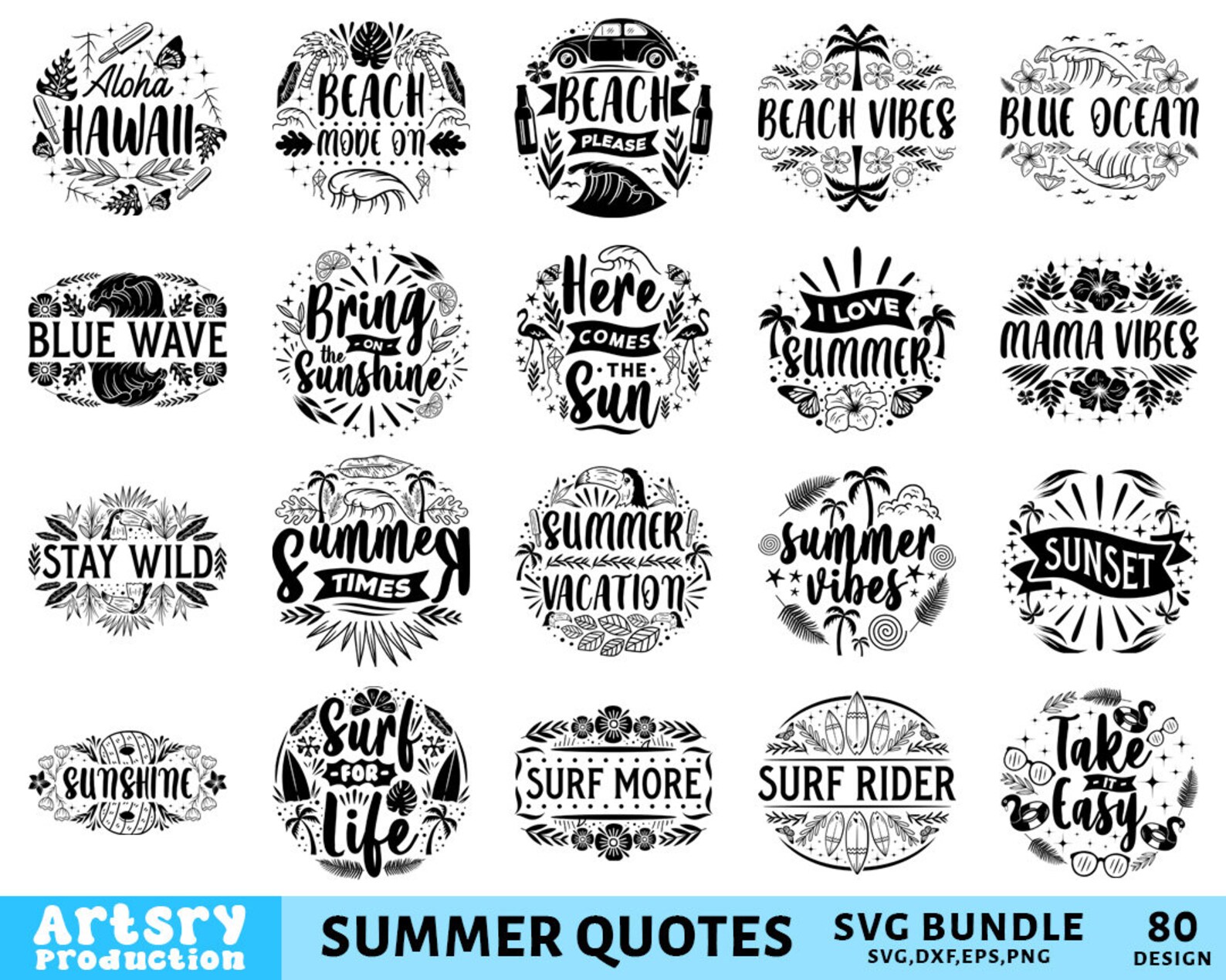 Summer Bundle SVG, Beach Svg, Summertime Svg, Funny Beach Quotes Svg ...
