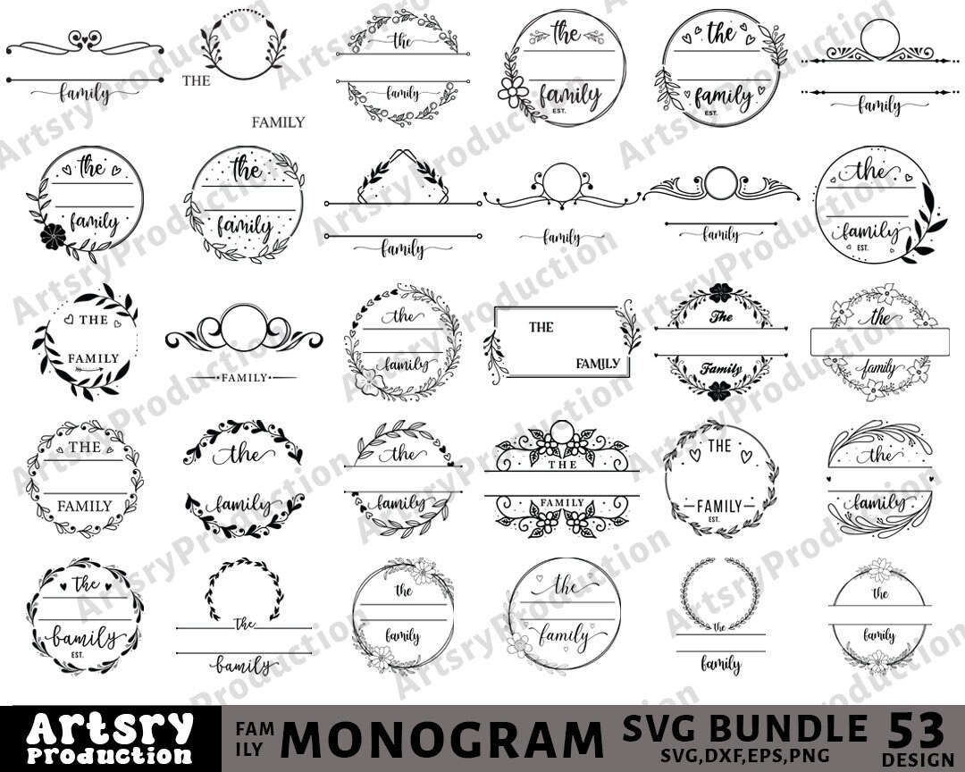 Family Monogram Svg Bundle, Monogram Svg Bundle, Last Name Family Name ...