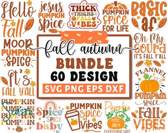 Fall Autumn Svg Bundle, Pumpkin Svg, Fall Svg, Autumn Svg, Thanksgiving ...
