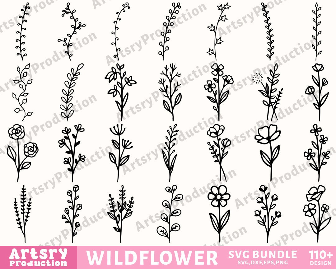 Wildflower Svg Bundle, Flower Svg Png Bundle, Floral Svg, Stay Wild Svg ...