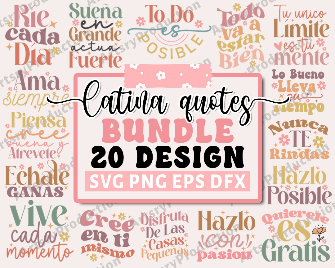 Latina Positive Bundle Stickers SVG PNG, Latina Stickers Svg, Spanish ...