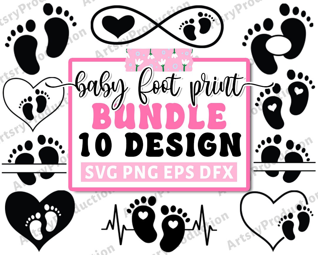 Baby Footprint Svg Bundle, Baby Feet Svg, Baby Footprint Decal,baby ...