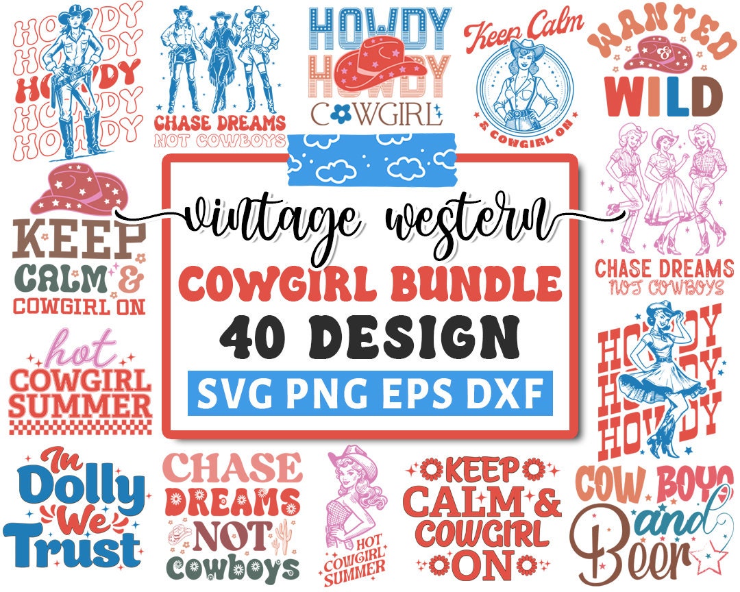 Vintage Western Cowgirl Svg Bundle, Cowboy Svg, Country Png, Sassy Svg ...