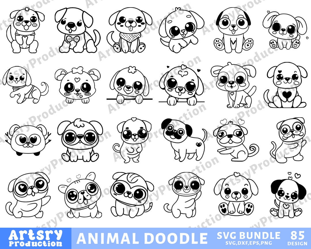 Animal Doodle Svg Bundle, Animal Svg, Pet Svg, Cute Animal Svg, Dog Svg ...