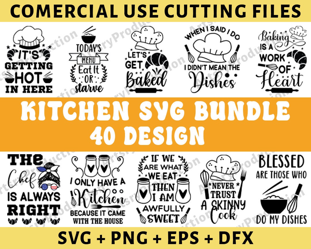 Kitchen Quotes Svg Bundle, Happy Kitchen Svg, Cutting Board Svg ...