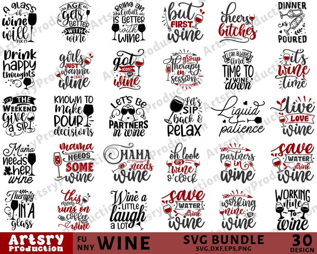 Wine Svg Bundle, Wine Svg, Alcohol Svg Bundle, Wine Glass Svg, Funny ...