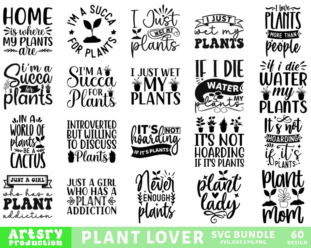 Plant Lover SVG Bundle, Plant Quotes Svg, Houseplant Svg, Plant Mom Svg ...