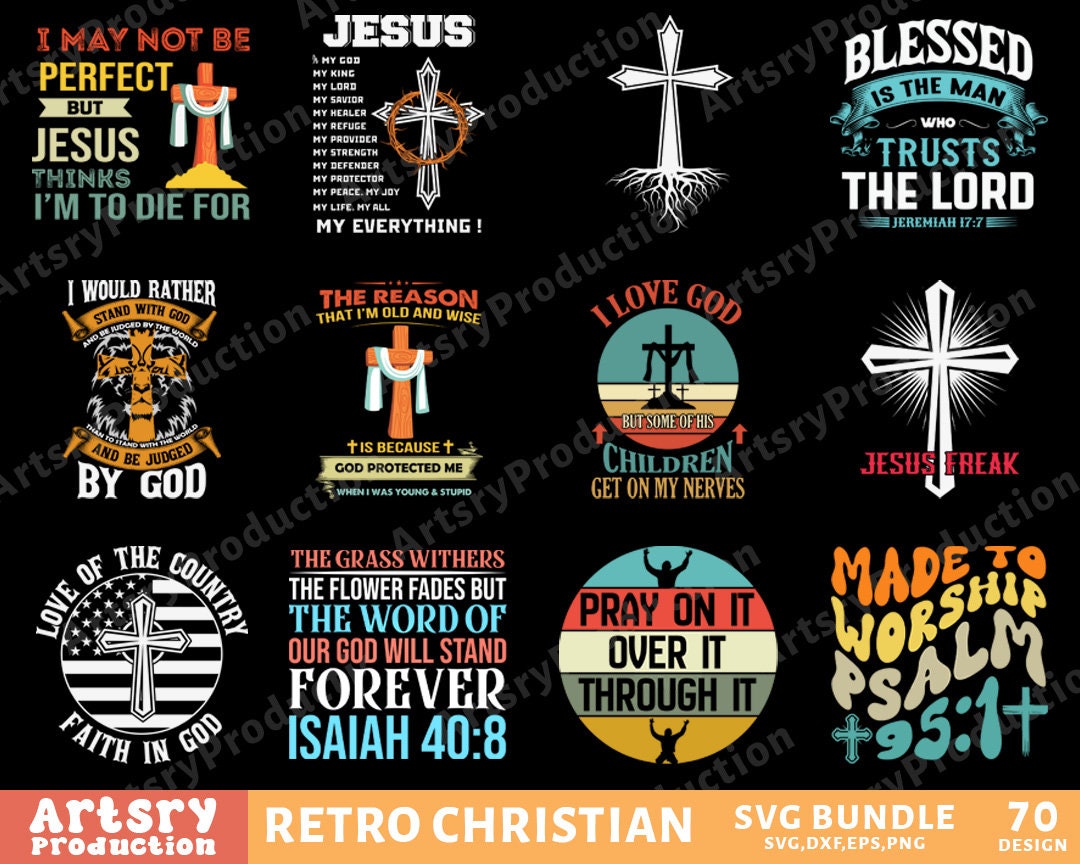 Retro Christian Svg Bundle, Religious Svg, Scripture Svg, Bible Verse ...