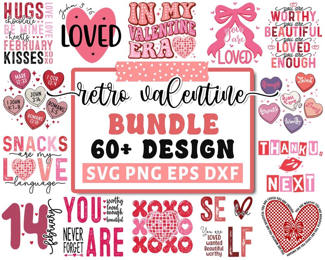 Retro Valentine's Day Svg Bundle, Valentine Gift Svg, Valentine SVG for ...