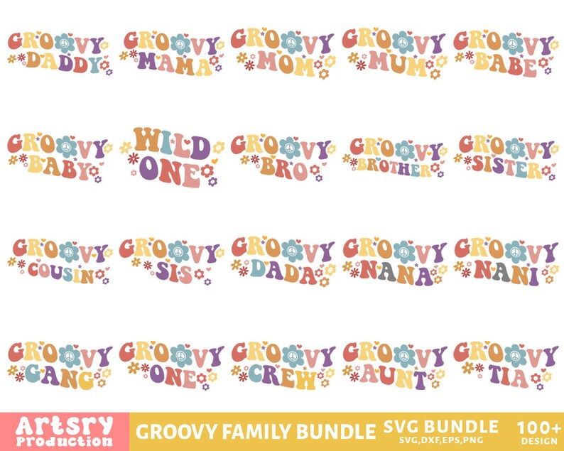 Groovy Family SVG Bundle, Retro Family Svg, Groovy Birthday Svg ...