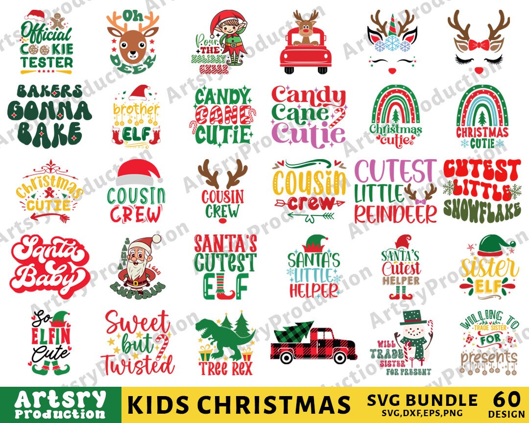 Kids Christmas Svg Bundle, Funny Christmas Svg, Christmas Shirt Svg ...