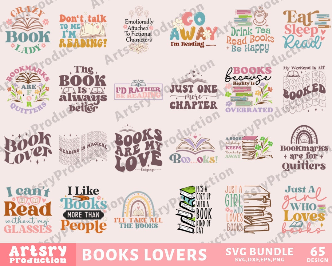 Book Lover Svg Bundle, Love to Read Svg, Reading SVG Bundle, Book Svg ...