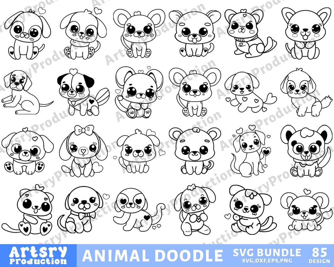 Animal Doodle Svg Bundle, Animal Svg, Pet Svg, Cute Animal Svg, Dog Svg ...