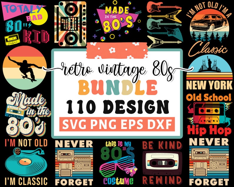 Retro Vintage 80s 90s Svg Bundle, Vintage Svg, Old School Svg, Band ...