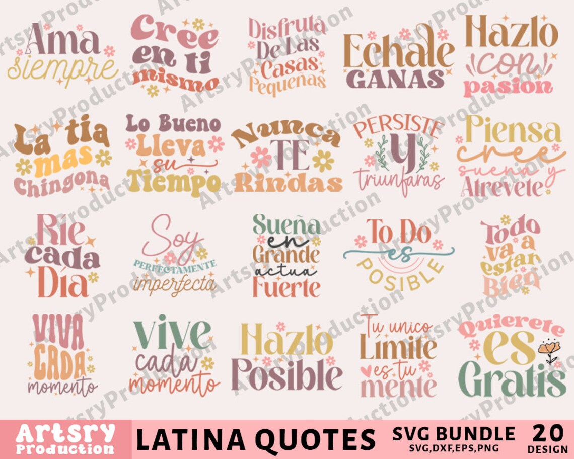 Latina Positive Bundle Stickers SVG PNG, Latina Stickers Svg, Spanish ...