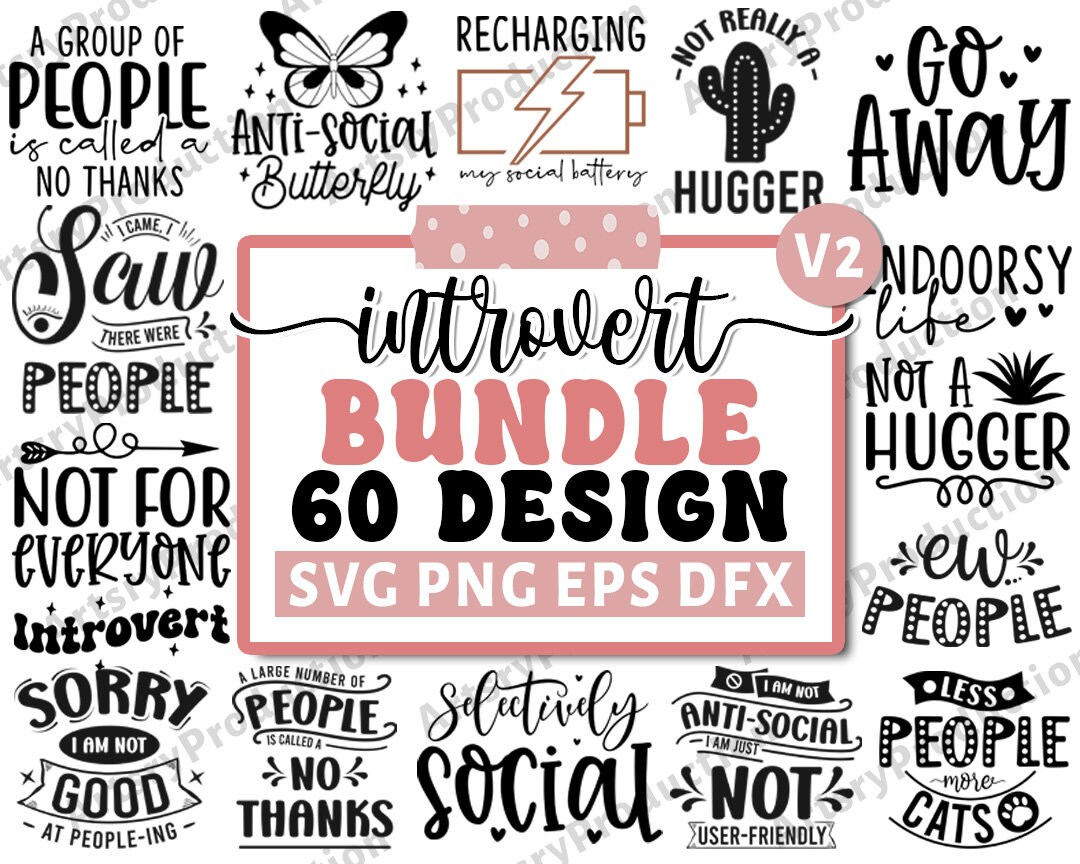 Introvert Svg Png Bundle, Social Anxiety Svg, Mental Health Svg ...