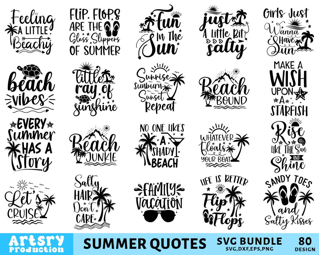 Summer Bundle SVG, Beach Svg, Summertime Svg, Funny Beach Quotes Svg ...