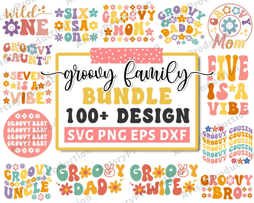Groovy Family SVG Bundle, Retro Family Svg, Groovy Birthday Svg ...