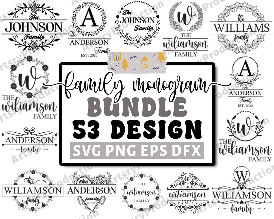 Family Monogram Svg Bundle, Monogram Svg Bundle, Last Name Family Name ...