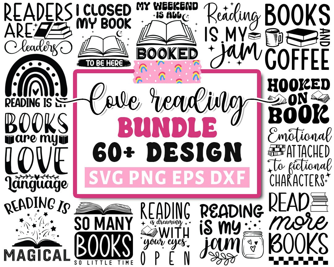 Love to Read Svg Bundle, Retro Book Lovers Svg, Reading Svg, Book Svg ...