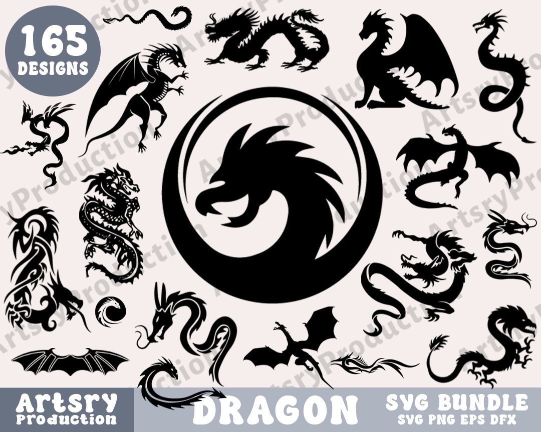 Dragon Svg Bundle, Dragon Svg, Dragon Head, Dragon Clipart, Cute Dragon ...