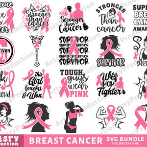 Breast Cancer SVG Bundle, Pink Awareness Ribbon Svg, Heal Cancer Svg ...