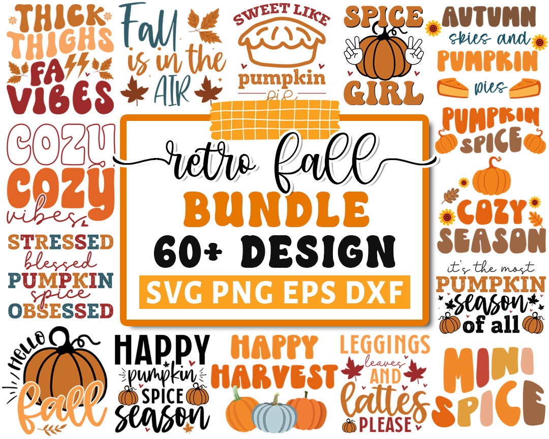 Retro Fall Svg Bundle, Pumpkin Svg, Fall Svg, Autumn Svg, Thanksgiving ...
