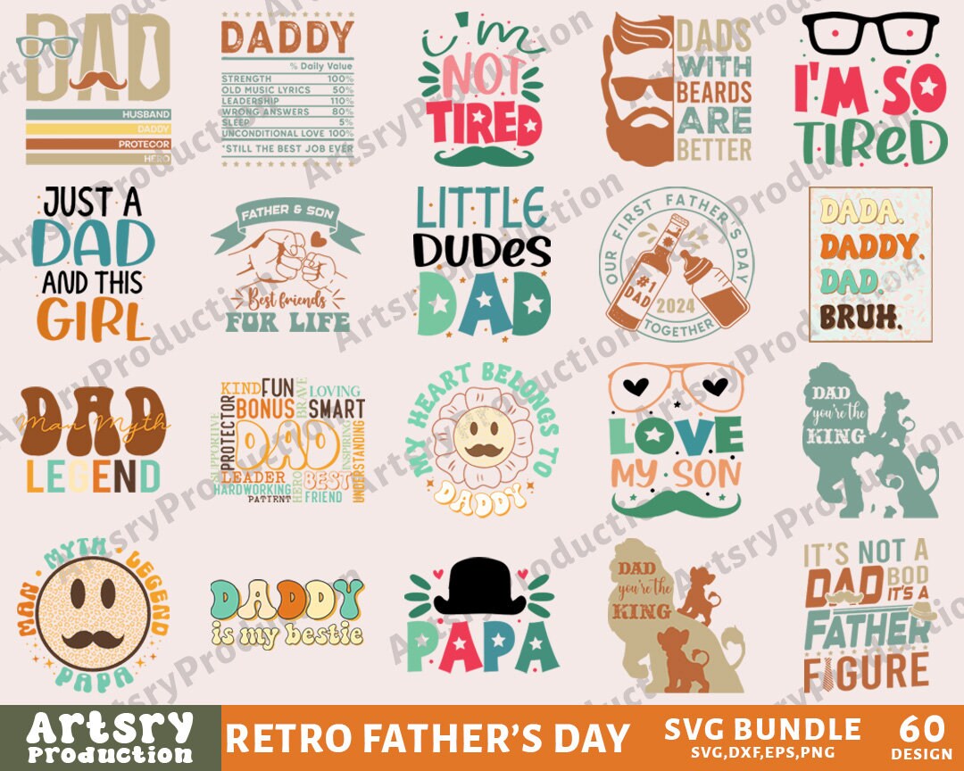 Retro Fathers Day Svg Bundle, Dad Svg, Father Svg, Papa Svg, Best Dad ...