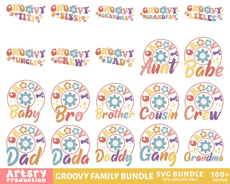 Groovy Family SVG Bundle, Retro Family Svg, Groovy Birthday Svg ...