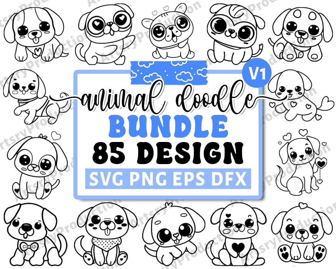 Animal Doodle Svg Bundle, Animal Svg, Pet Svg, Cute Animal Svg, Dog Svg ...